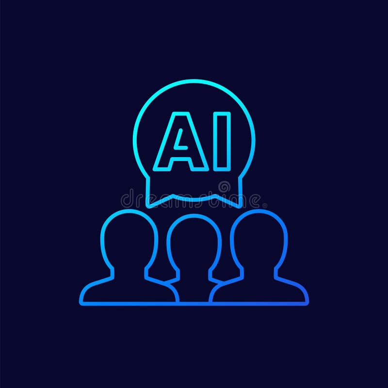 Human-AI Interaction Icon, Artificial Intelligence Stock Illustration ...