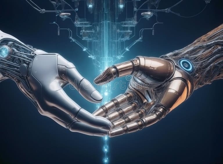Generative AI Human-AI Machine Collaboration Hands Future Technology ...