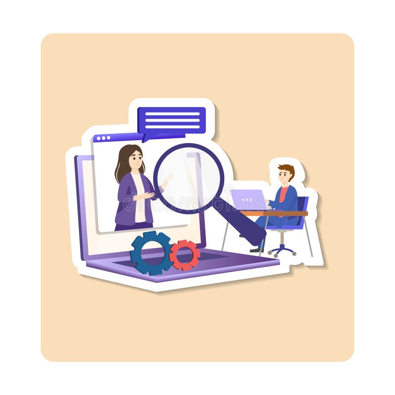 Human Analysis Sticker Illustration. Human Resources Concept for Web ...