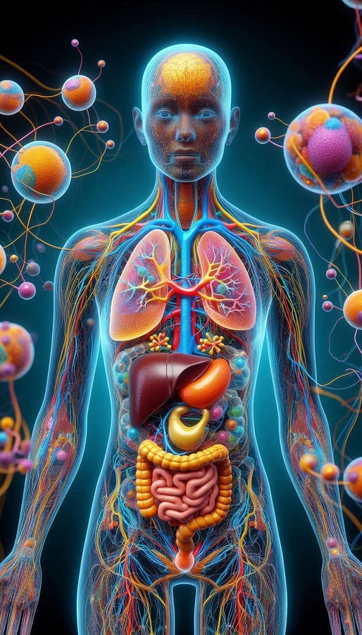 Human Anatomy and Biological System Visualization Stock Illustration ...