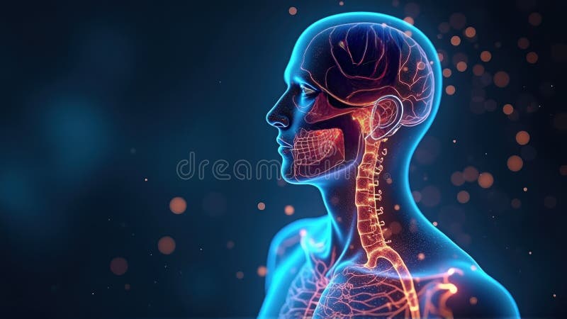 Human Anatomy - 3D Rendering of Spinal Cord and Brain. Stock ...