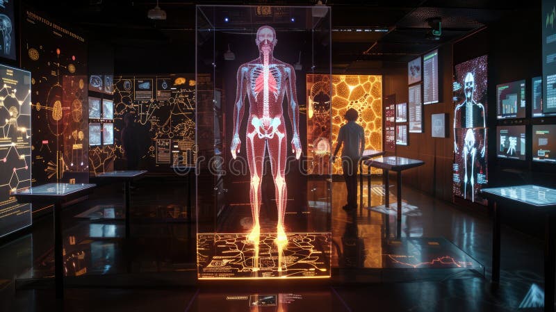 Human Anatomy Interactive Display Set in Classroom, Lit by Ambient ...