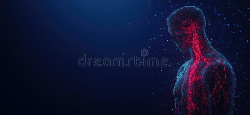 Human Anatomy Visualization with Glowing Vascular System in Digital Art ...