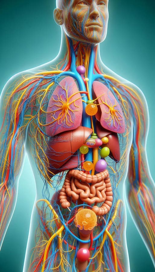 Human Anatomy with Vivid Organ Systems Visualization Stock Illustration ...