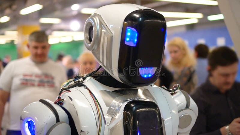 Human Android Walk Crowd People Show Technology Capabilities in ...