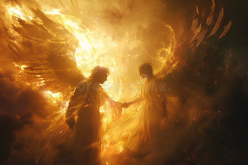 A Divine Encounter between Human and Angel during a Celestial Event in ...