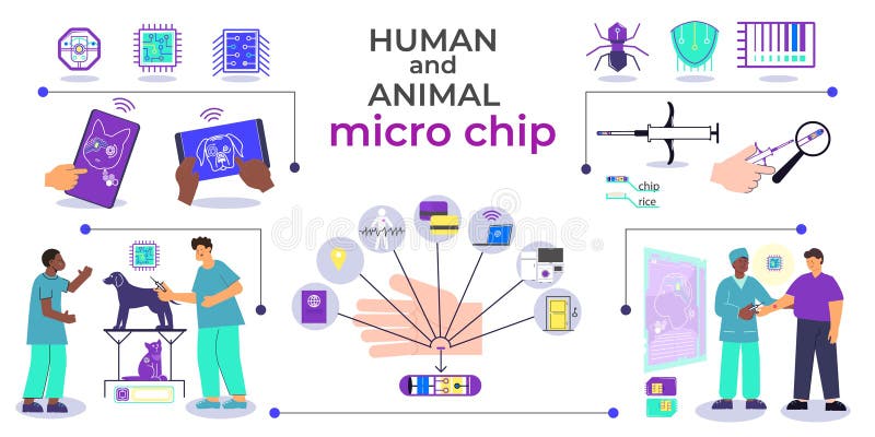 Human Animal Microchip Composition Stock Vector - Illustration of ...
