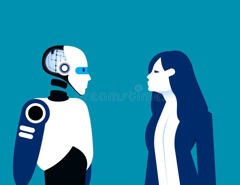 The Human and Anroid Look in Each Other Eyes. Human Vs Artificial ...