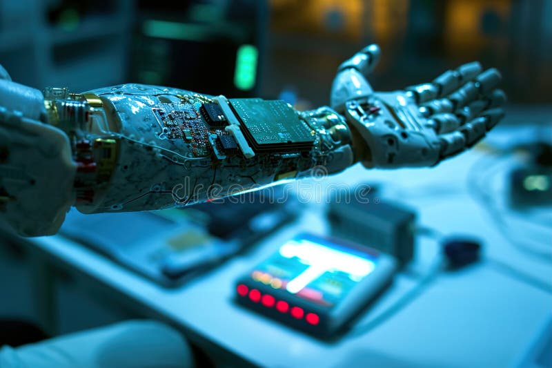 Human Arm with Cybernetic Implants Showcasing Nanotechnology ...
