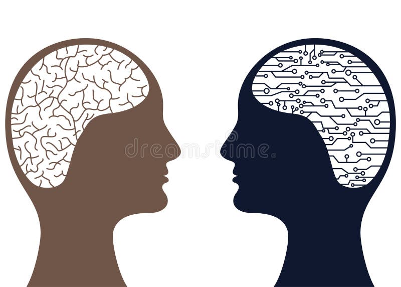 Human and Artificial Intelligence Brain Concept Stock Vector ...