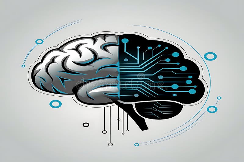 Human and Artificial Intelligence Integration Stock Illustration ...