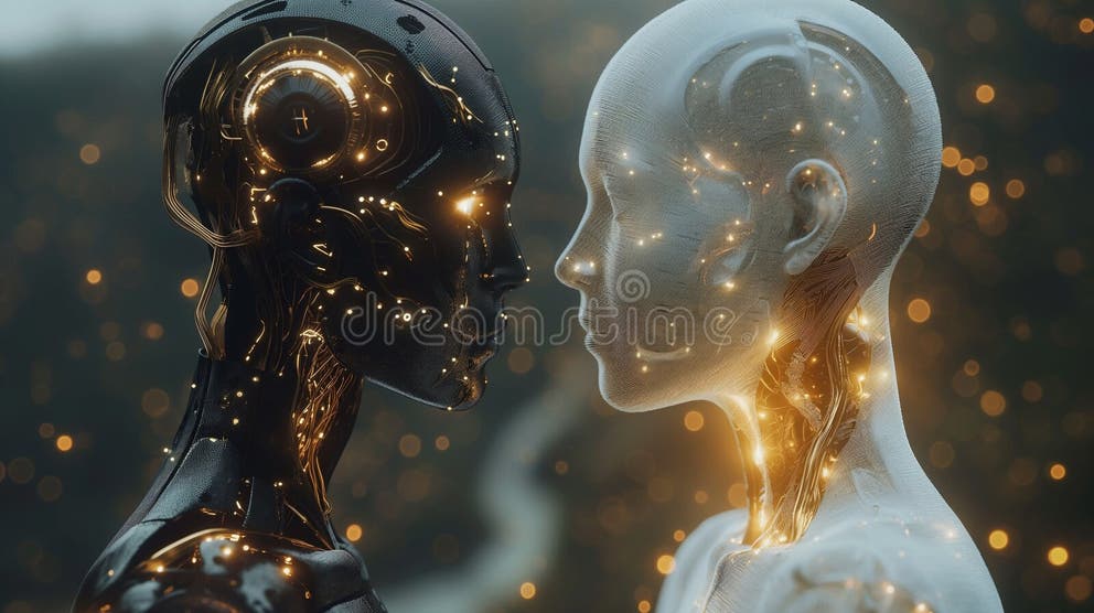 Human and Artificial Intelligence Interaction Concept. Artificial ...