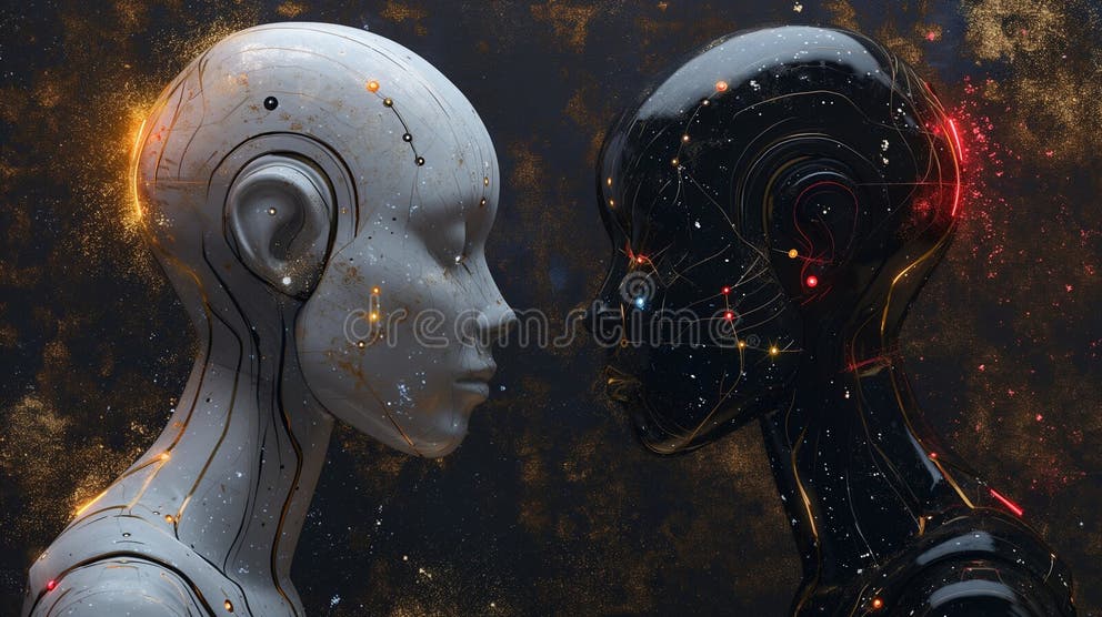 Human and Artificial Intelligence Interaction Concept. Artificial ...