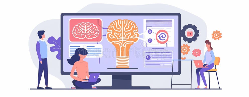 Human and Artificial Intelligence Interaction Concept Stock ...