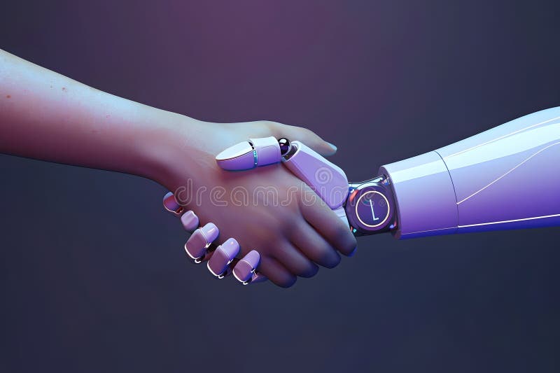 Human and Artificial Intelligence Robot Hand Connection Interaction ...