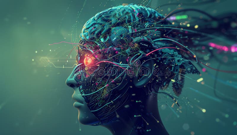 Human 2.0 and Augmented Intelligence Stock Illustration - Illustration ...