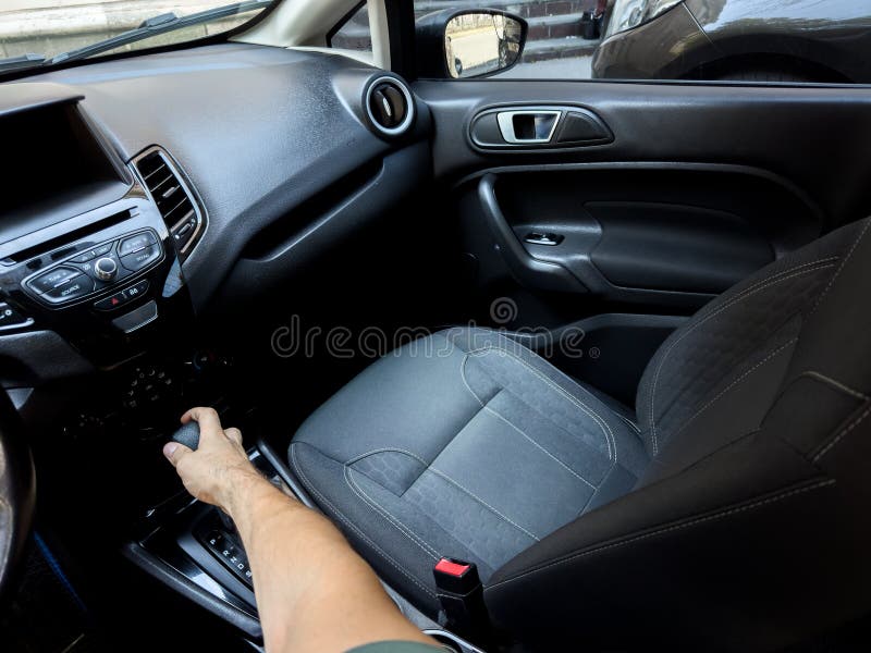 A Human Automobile Hand Holds the Gearshift Lever Stock Image - Image ...