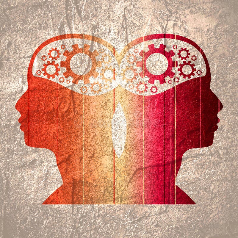 Dual face portrait. stock illustration. Illustration of communication ...