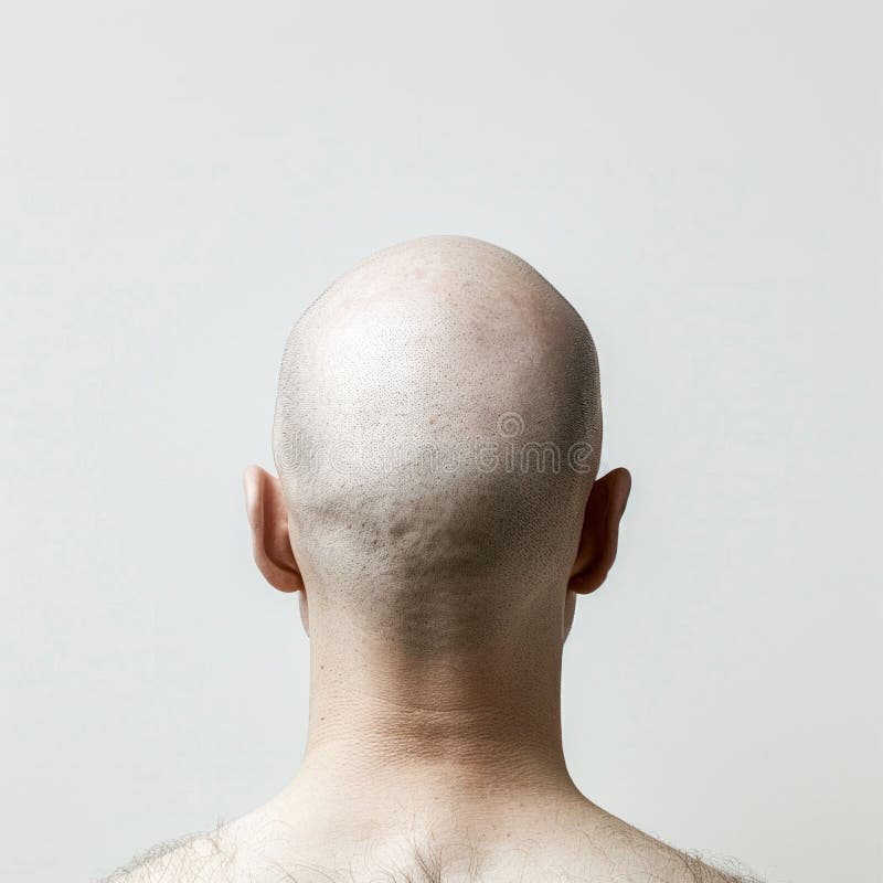 Human Bald Head from Behind on a White Background. Generative Ai Stock ...