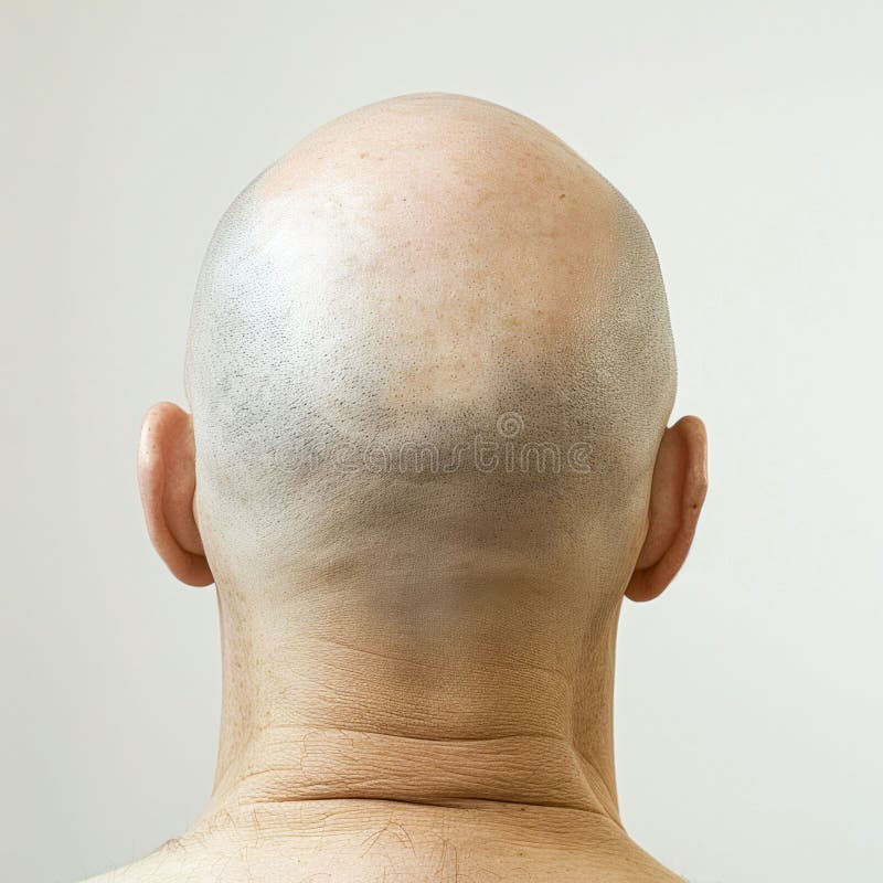 Human Bald Head from Behind on a White Background. Generative Ai Stock ...