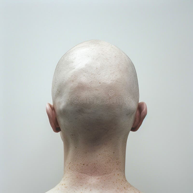 Human Bald Head from Behind on a White Background. Generative Ai Stock ...