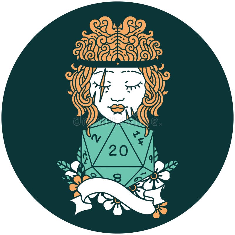 Human Barbarian with Natural 20 Dice Roll Icon Stock Vector ...