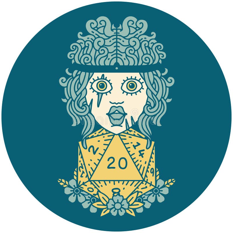 Human Barbarian with Natural Twenty Dice Roll Icon Stock Vector ...