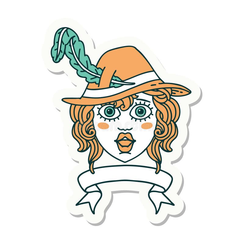 Human Bard Character with Banner Sticker Stock Vector - Illustration of ...