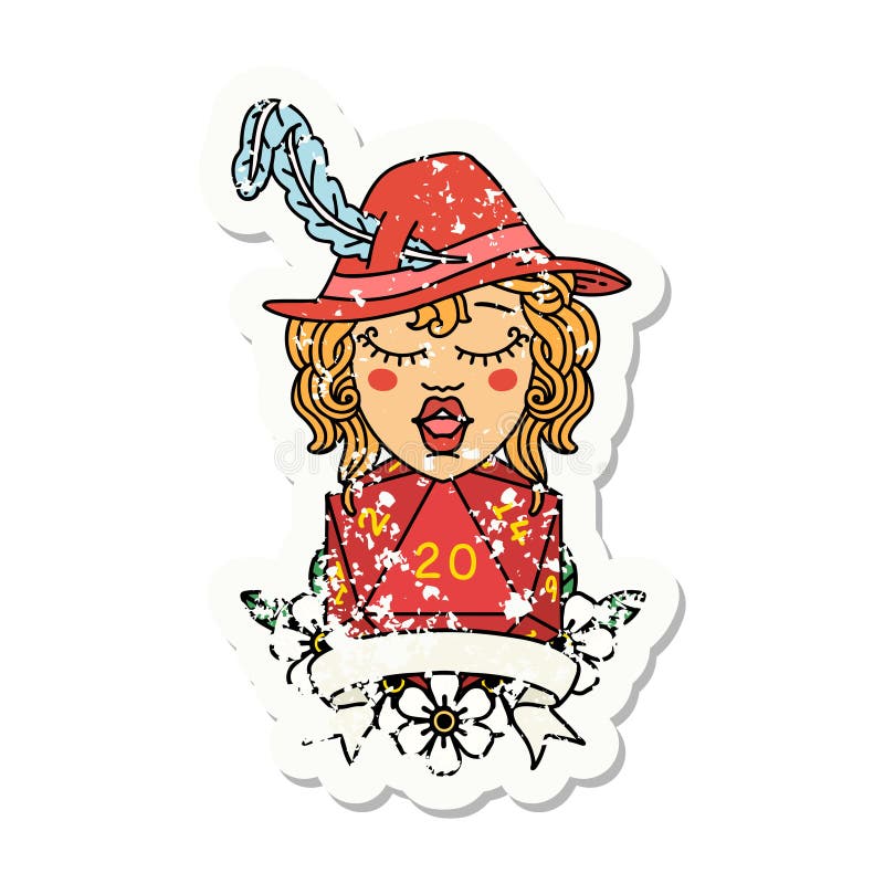 Human Bard Character with Natural 20 Dice Roll Illustration Stock ...