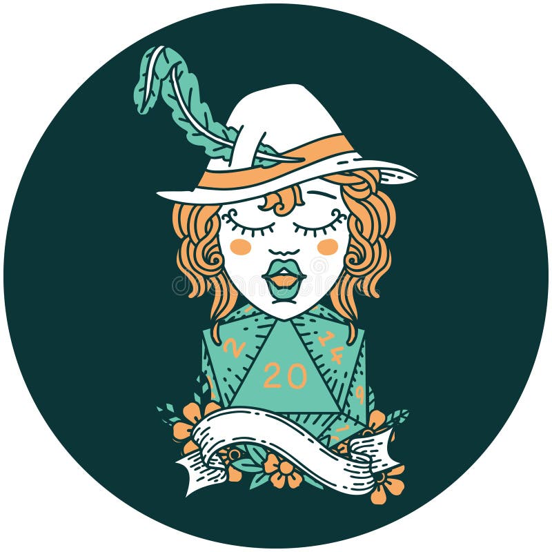 Human Bard with Natural 20 Dice Roll Icon Stock Vector - Illustration ...