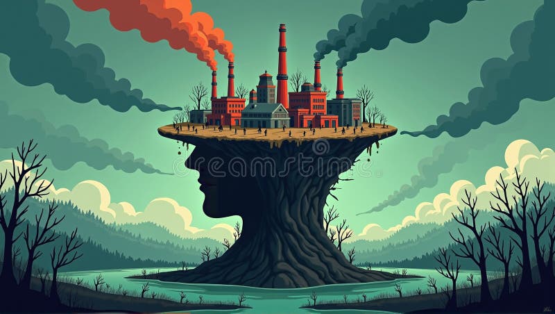 Illustration of Human Based Environmental Pollution Howing Human Hean ...