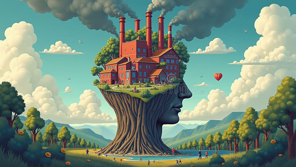 Illustration of Human Based Environmental Pollution Howing Human Hean ...