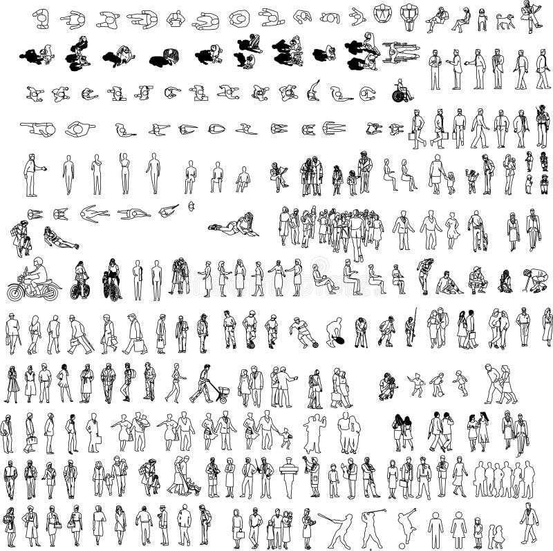 Human Behavior and Posture CAD Blocks Vector People for Layout Plans ...
