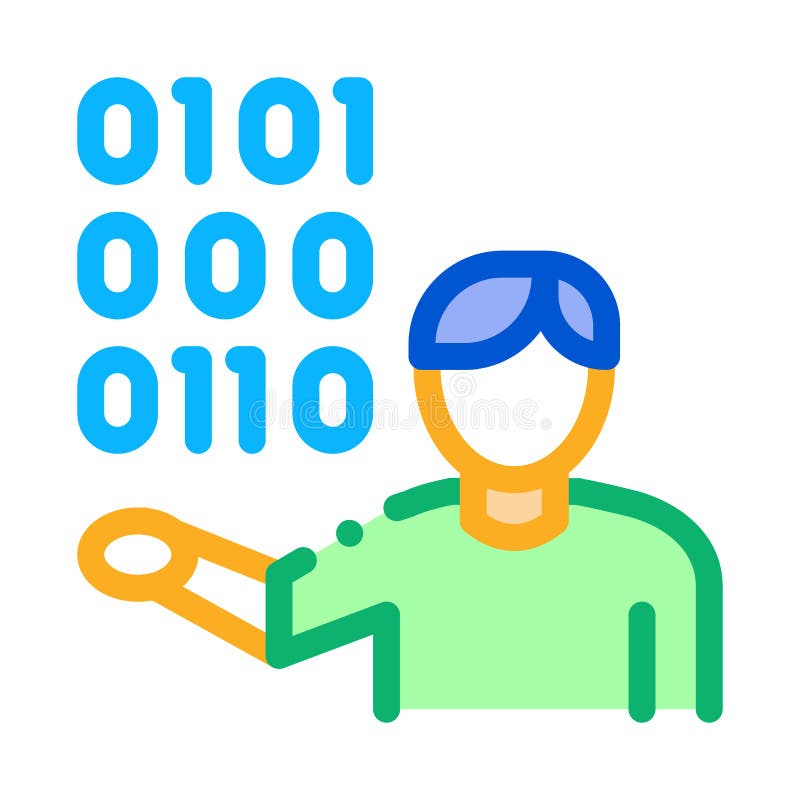 Human Binary Code Icon Vector Outline Illustration Stock Vector ...