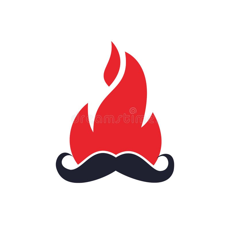 Moustache Fire Vector Logo Design Template. Stock Vector - Illustration ...