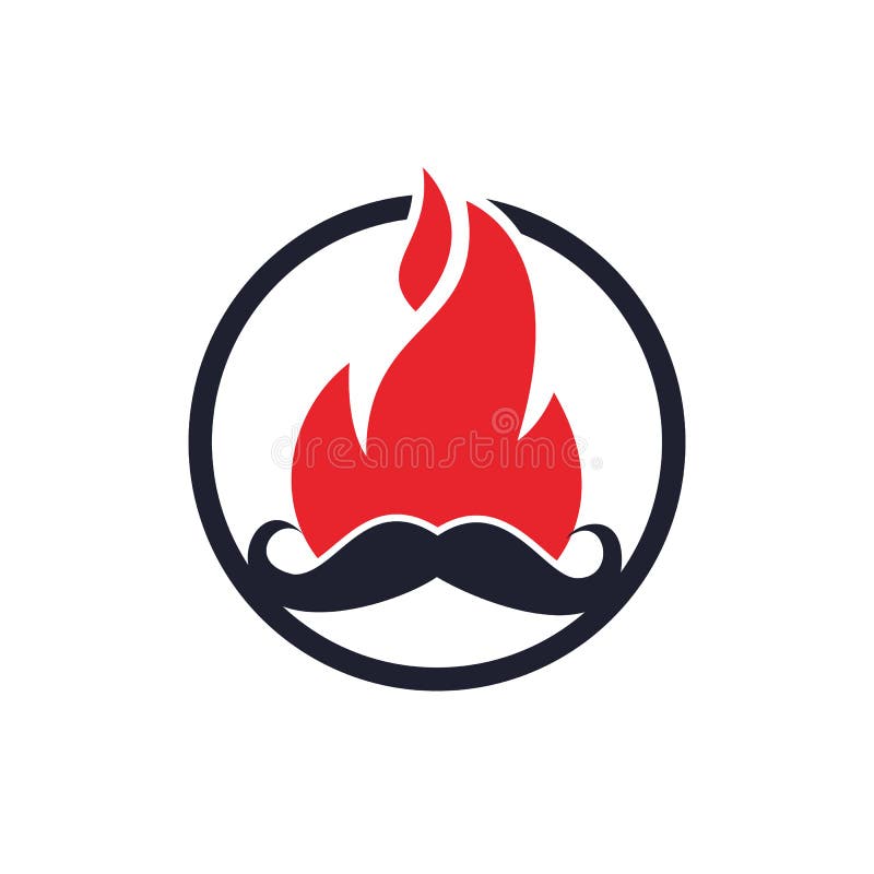 Moustache Fire Vector Logo Design Template. Stock Vector - Illustration ...