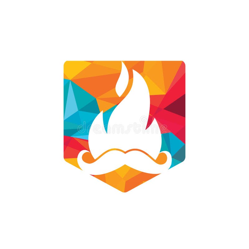 Moustache Fire Vector Logo Design Template. Stock Vector - Illustration ...