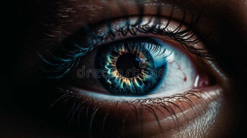 Human Blue Eye Extreme Close Up Macro Photography Ai Generated Stock ...
