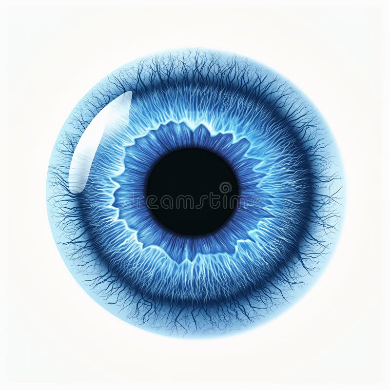 Human Blue Eye Icon, Pupil on White Background Stock Illustration ...