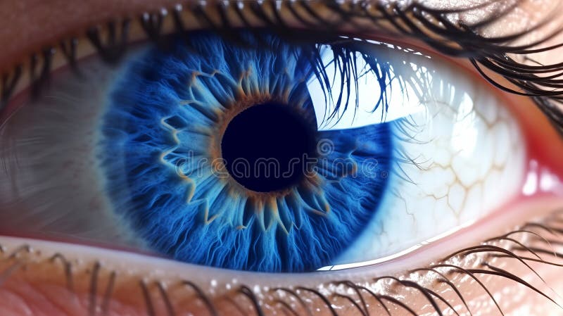 Human Blue Eye Realistic Beautiful Closeup Zoom. Generative AI. Stock ...