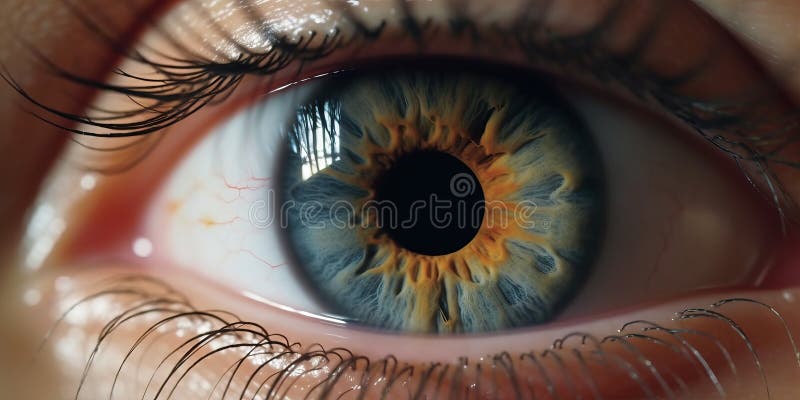 Human Blue Eye Realistic Beautiful Closeup Zoom. Generative AI Stock ...