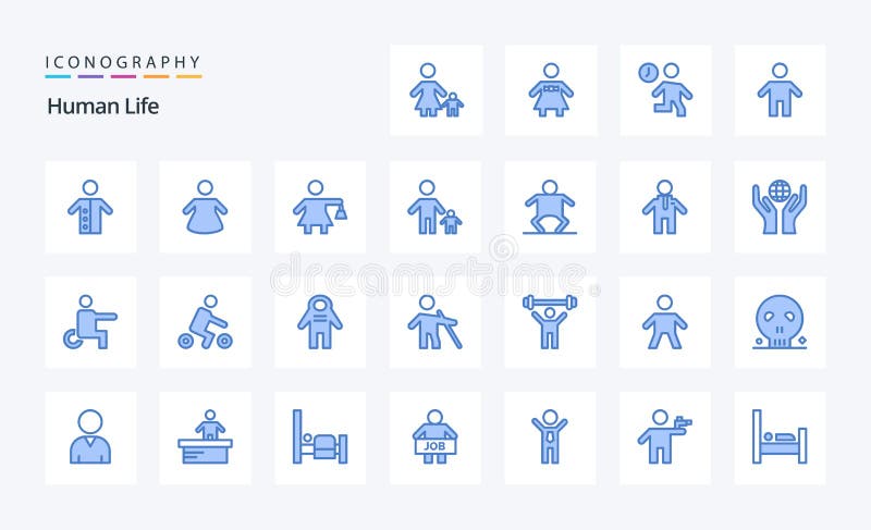 25 Human Blue icon pack stock vector. Illustration of baby - 264601141