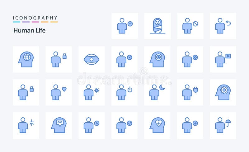 25 Human Blue icon pack stock vector. Illustration of time - 264615070