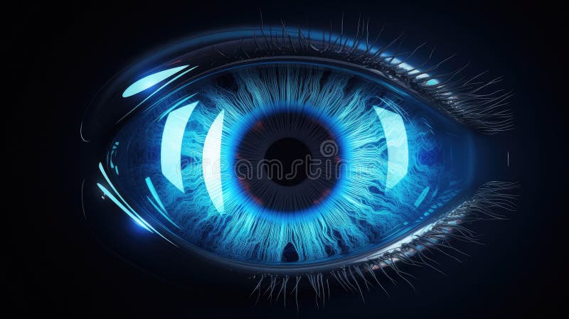 Human Blue Neon Glowing Eye. Stock Image - Image of eyesight, optical ...