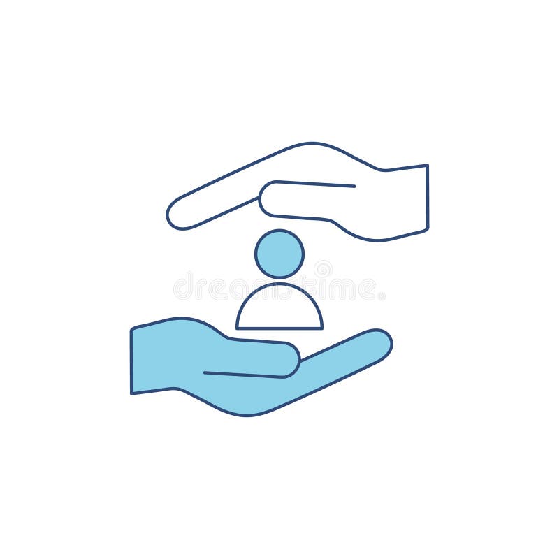 Human Blue Silhouette Icon on the Hands Isolated on the White Stock ...