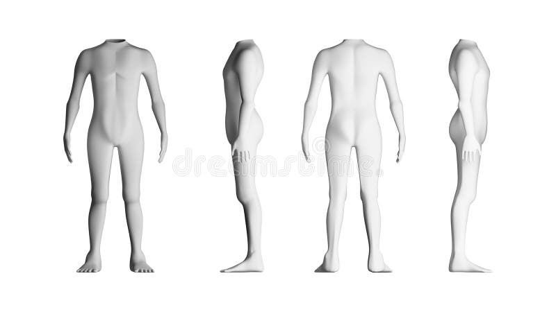 Human Bodies With No Head. Model On White Background. Artificial Stock ...