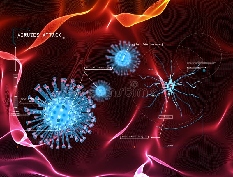 Human Body Attacked by Viruses, Scientific Research. Genetic ...