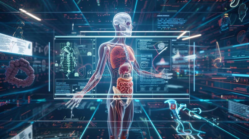 Human Body on Computer Screen Stock Photo - Image of visual, system ...