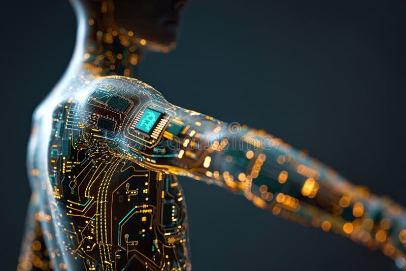 Human Body with Cybernetic Implants Showcasing Nanotechnology ...