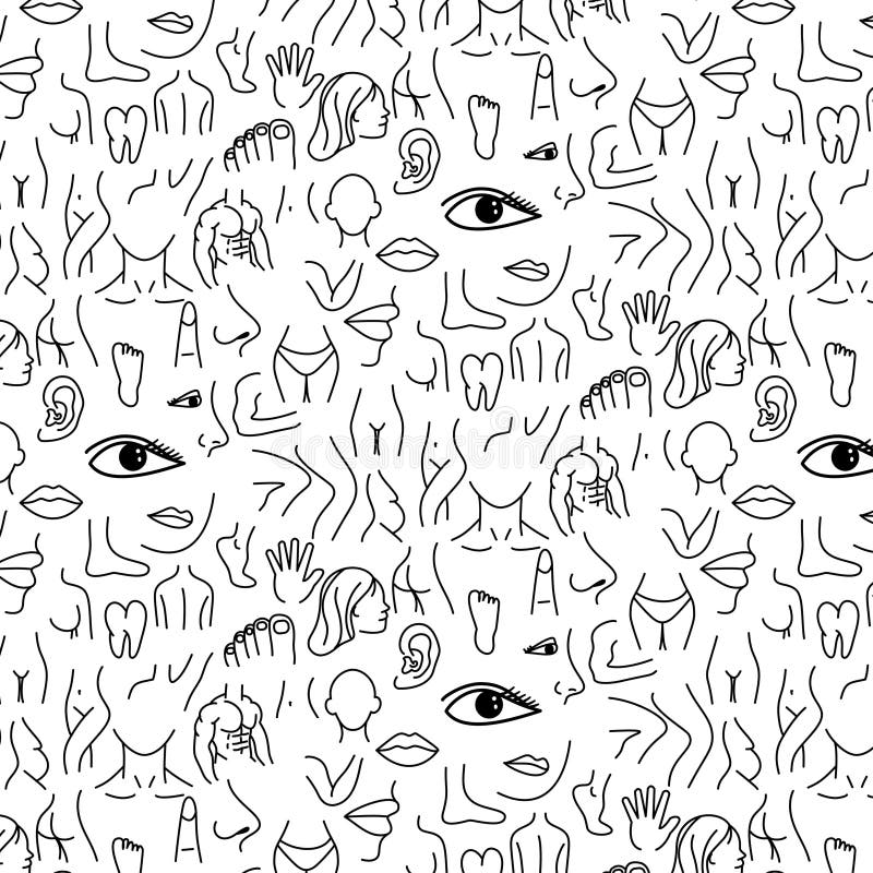 Human Body Elements Icons Seamless Pattern Stock Vector - Illustration ...
